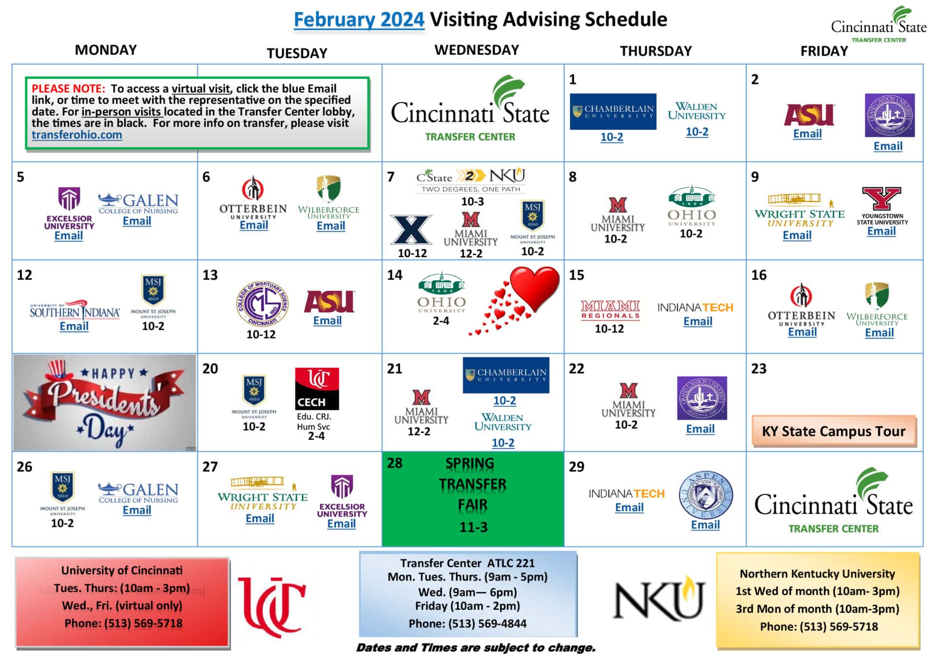Transfer Center Events - Cincinnati State