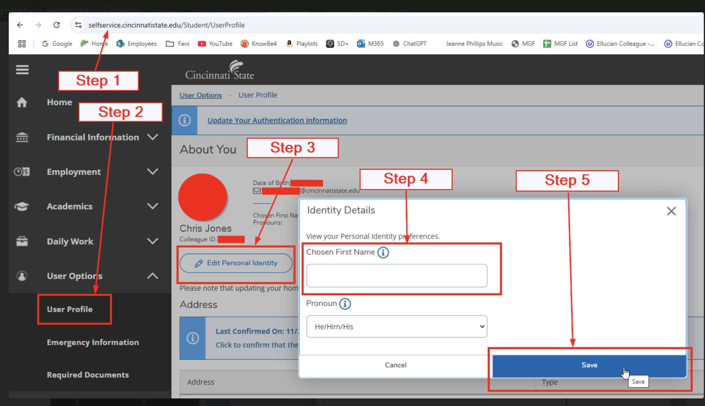 Chosen Name and Identified Pronouns Policy - Cincinnati State